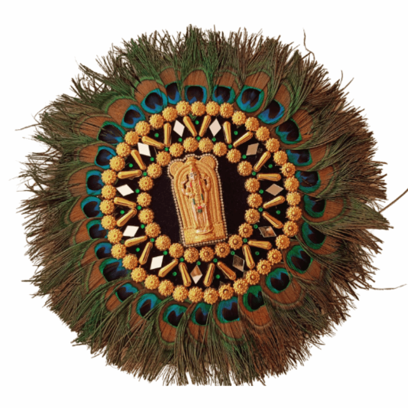 Alavattam 12 Inch – Traditional Peacock Feather Temple Decor